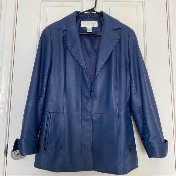 Doncaster | Jackets & Coats | Doncaster Blue Leather Jacket | Poshmark